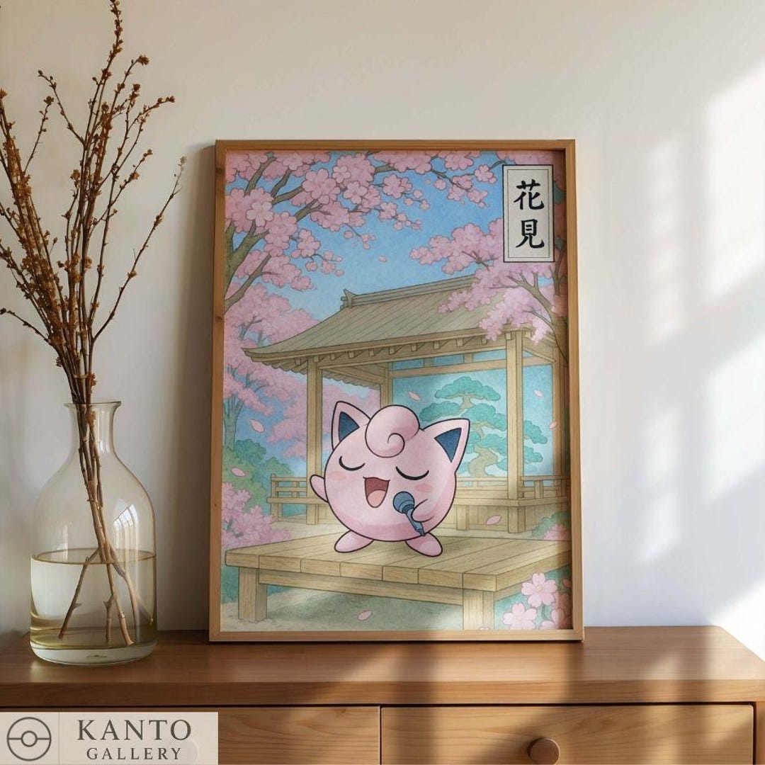 Jigglypuff Japanese Art Poster, Anime Room Decor, Gaming Wall Art ...
