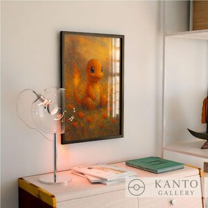 Charmander Poster, Pokemon Wall Art, Impressionist Oil Painting ...