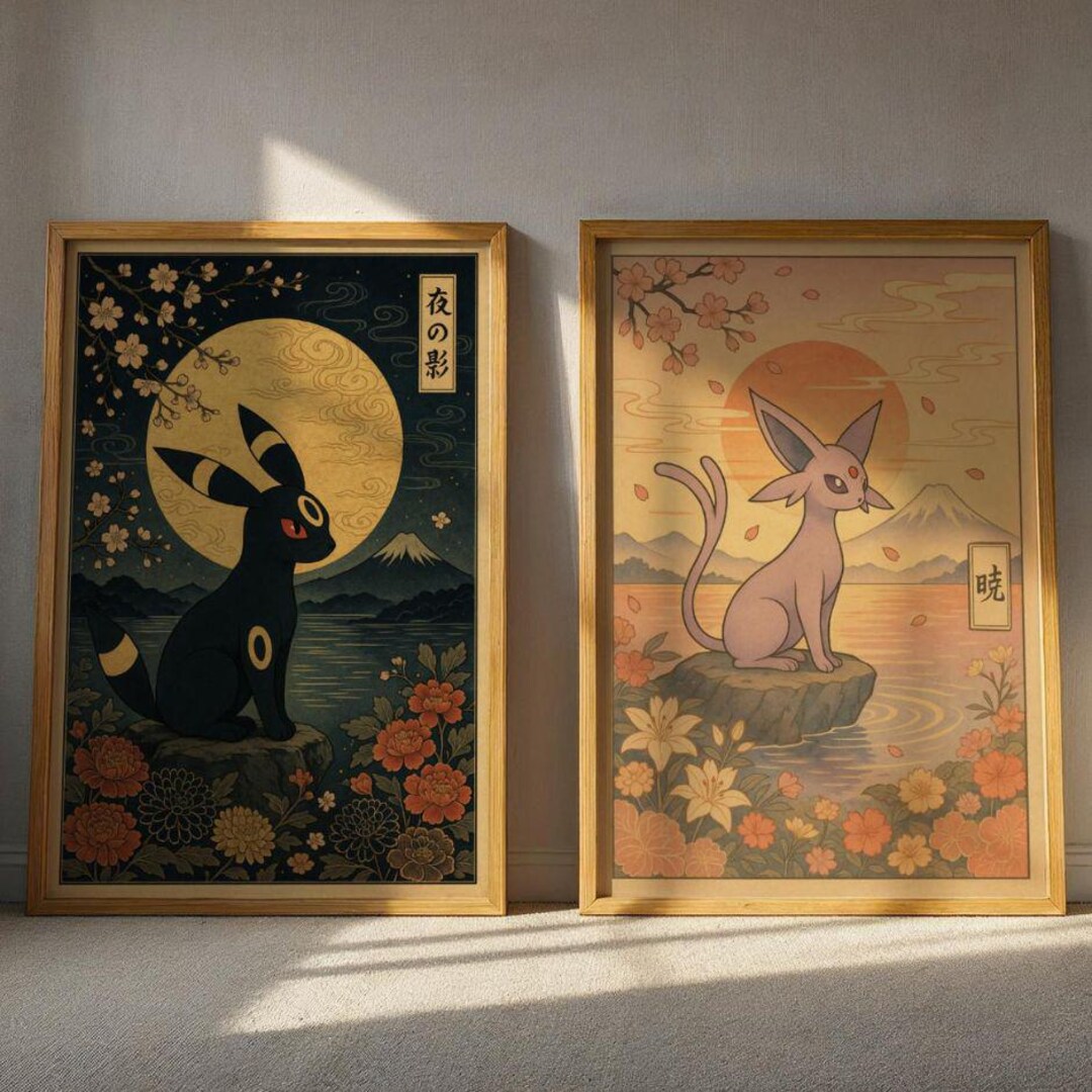 Umbreon & Espeon Poster, Pokemon Wall Art, Printable Digital Download ...