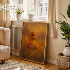 Charmander Poster, Pokemon Wall Art, Impressionist Oil Painting ...