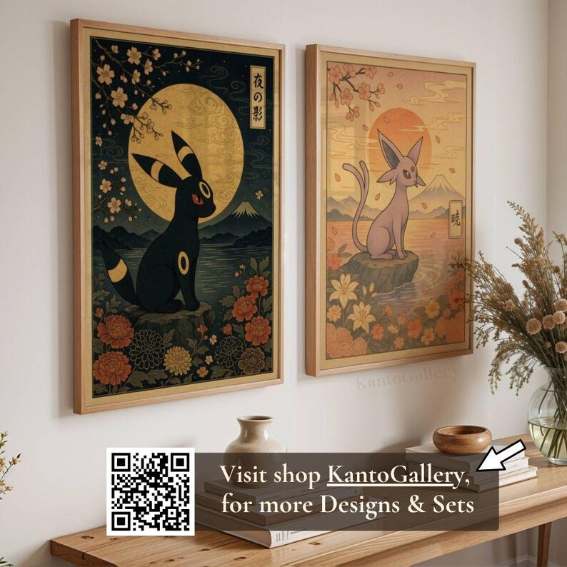 Umbreon Poster, Pokemon Wall Art, Traditional Japanese Art, Printables ...