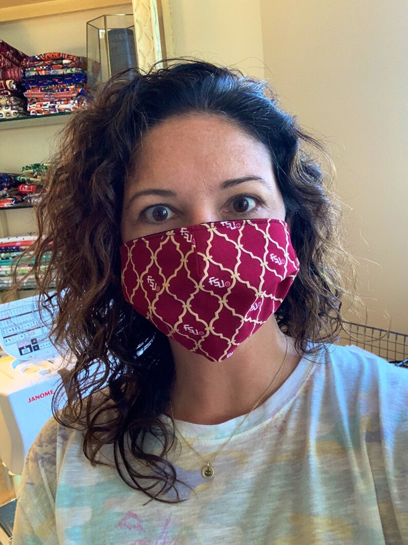 FSU Florida State Face Mask w/ Filter Pocket & Neck Strap | Etsy