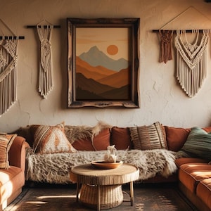 Golden Ridge - Warm Sunset Mountain, Modern Minimalist Wall Art ...