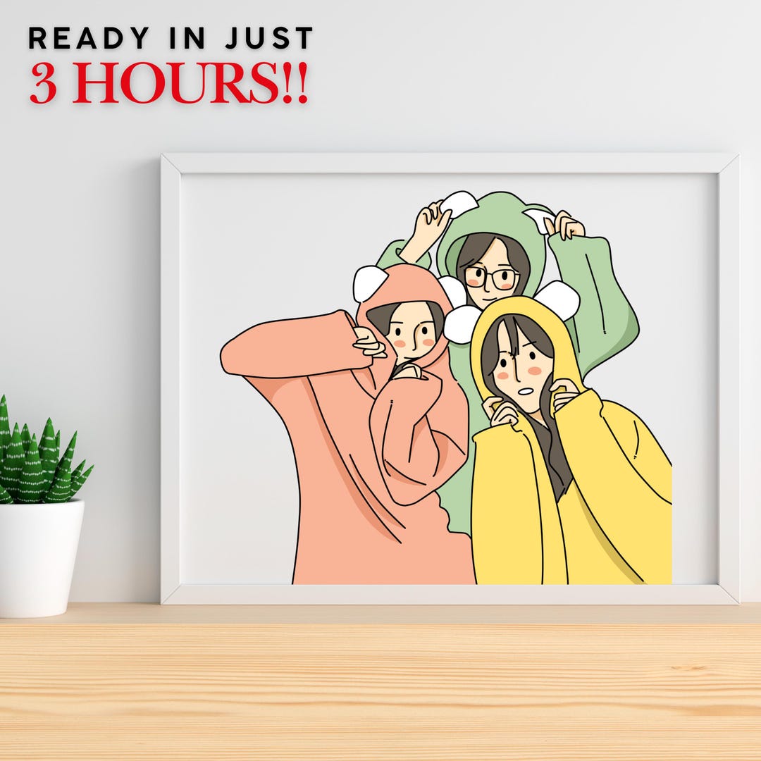 Cartoon Illustration (3 HOURS FINISHED), Personalized Digital Art Gift ...
