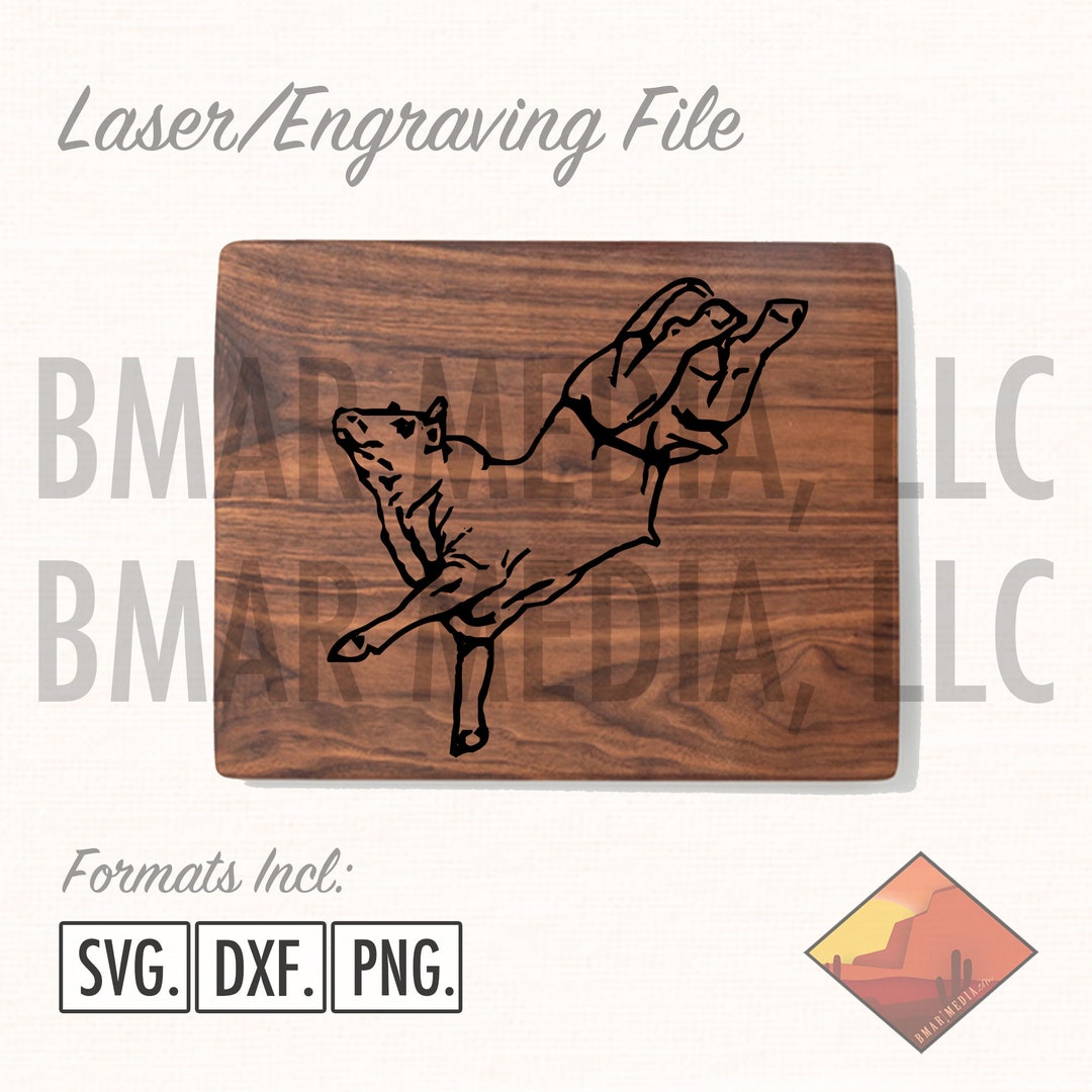 Bucking Bull Rodeo Bullrider Laser Engraving SVG, DXF Download. 3 File ...