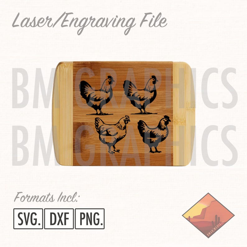 Chicken Rooster Farm Laser Engraving File/graphic Download. 3 File ...