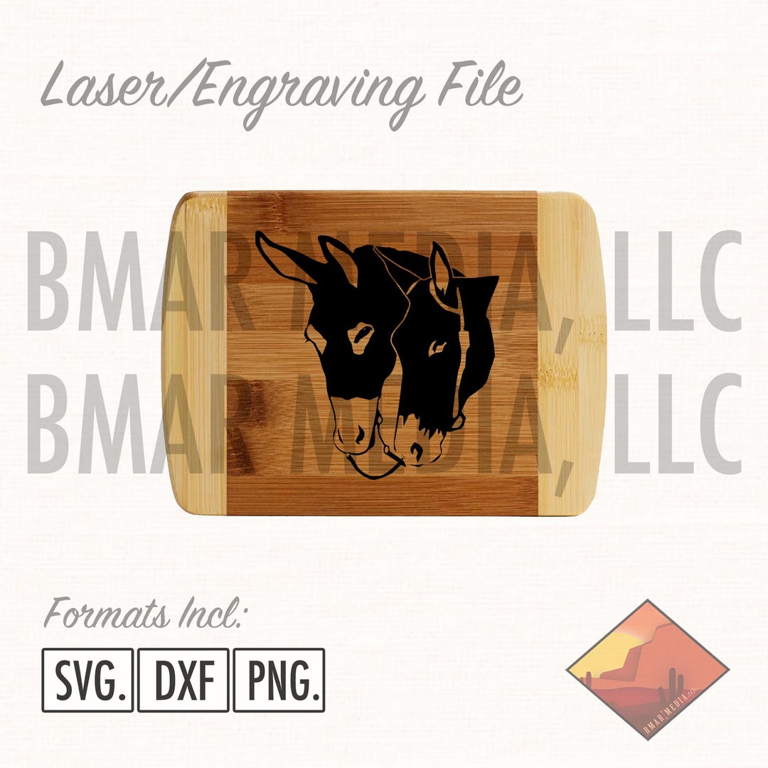Mule Donkey Head Equine Laser Engraving SVG DXF PNG File Download. 3 ...