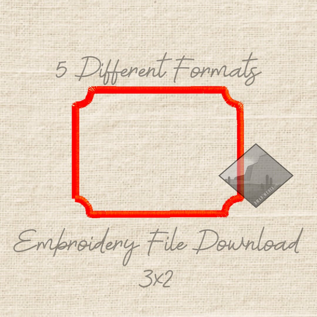 3inch X 2inch Cap Patch Scalloped Corner Border Embroidery File ...