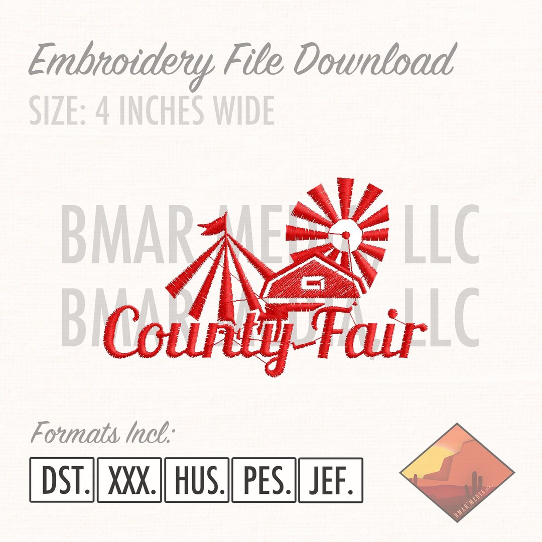 County Fair Carnival Barn Circus Tent Wheel Scene Graphic Embroidery ...