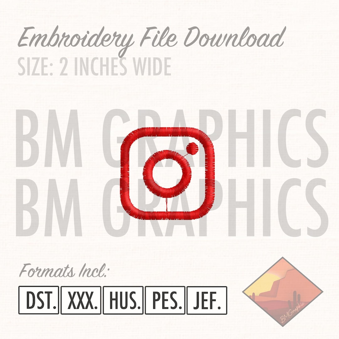 Instagram Logo Embroidery Graphic File Download 2 Inches Wide, 5 ...