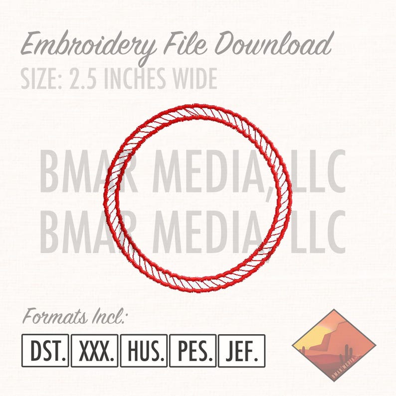 Rope Circle Border for Caps Patches Embroidery File Download 2.5 Inches ...
