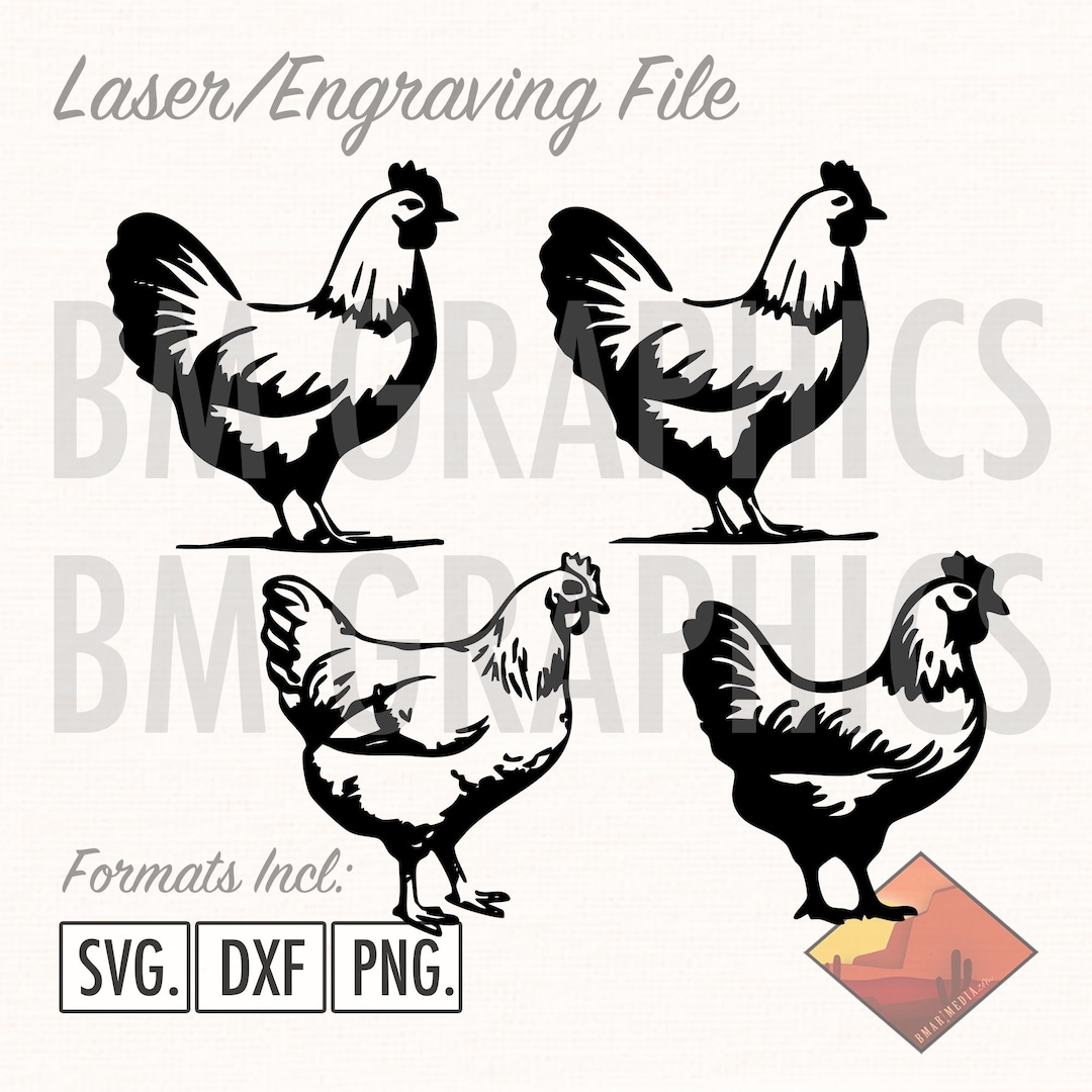 Chicken Rooster Farm Laser Engraving File/graphic Download. 3 File ...