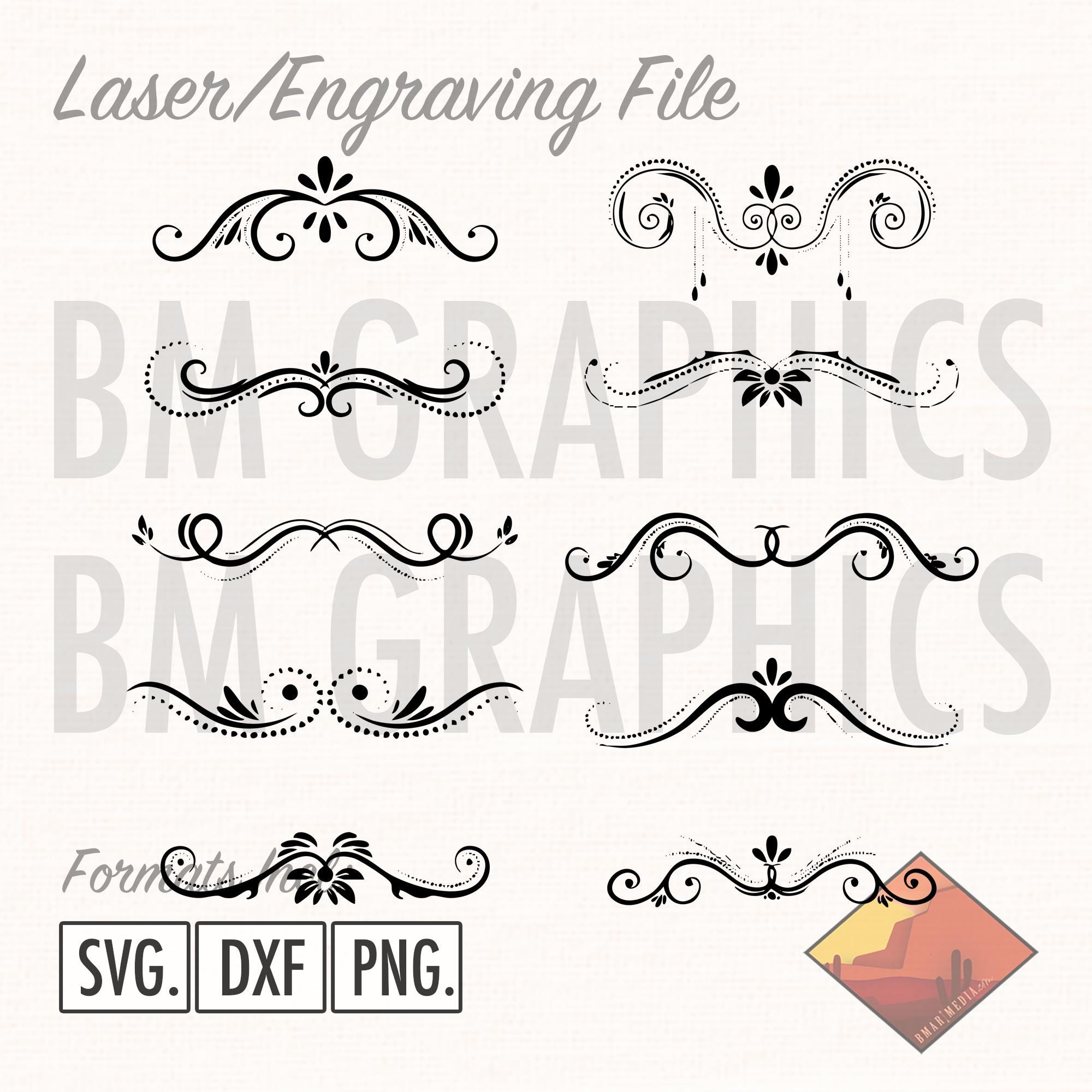 Filigree Scroll Decorative Border Pieces Pack Laser Engraving File ...