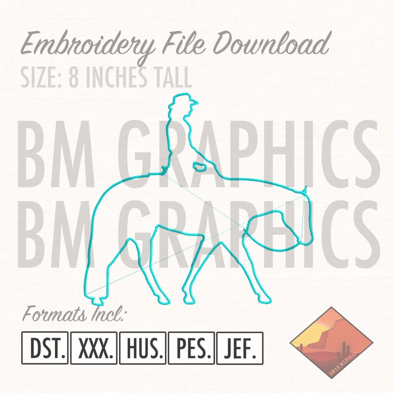 Western Pleasure Horse Riding Outline Show Graphic Embroidery File ...