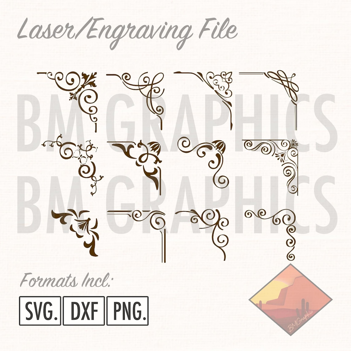 Filigree Scroll Decorative Corner Pieces Laser Engraving File/graphic ...