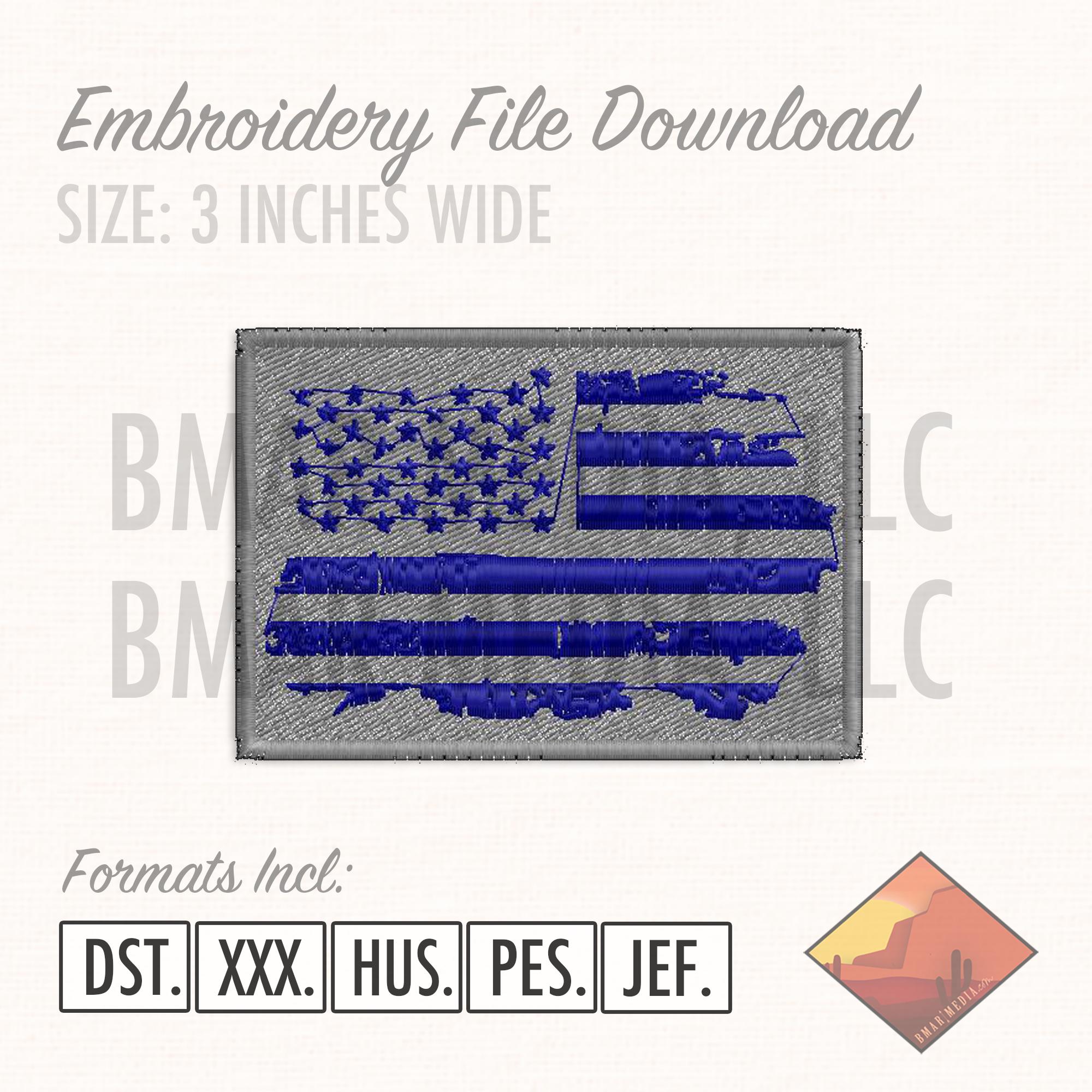American Flag Rugged USA Flag Patch Graphic Embroidery File 3 Inches ...