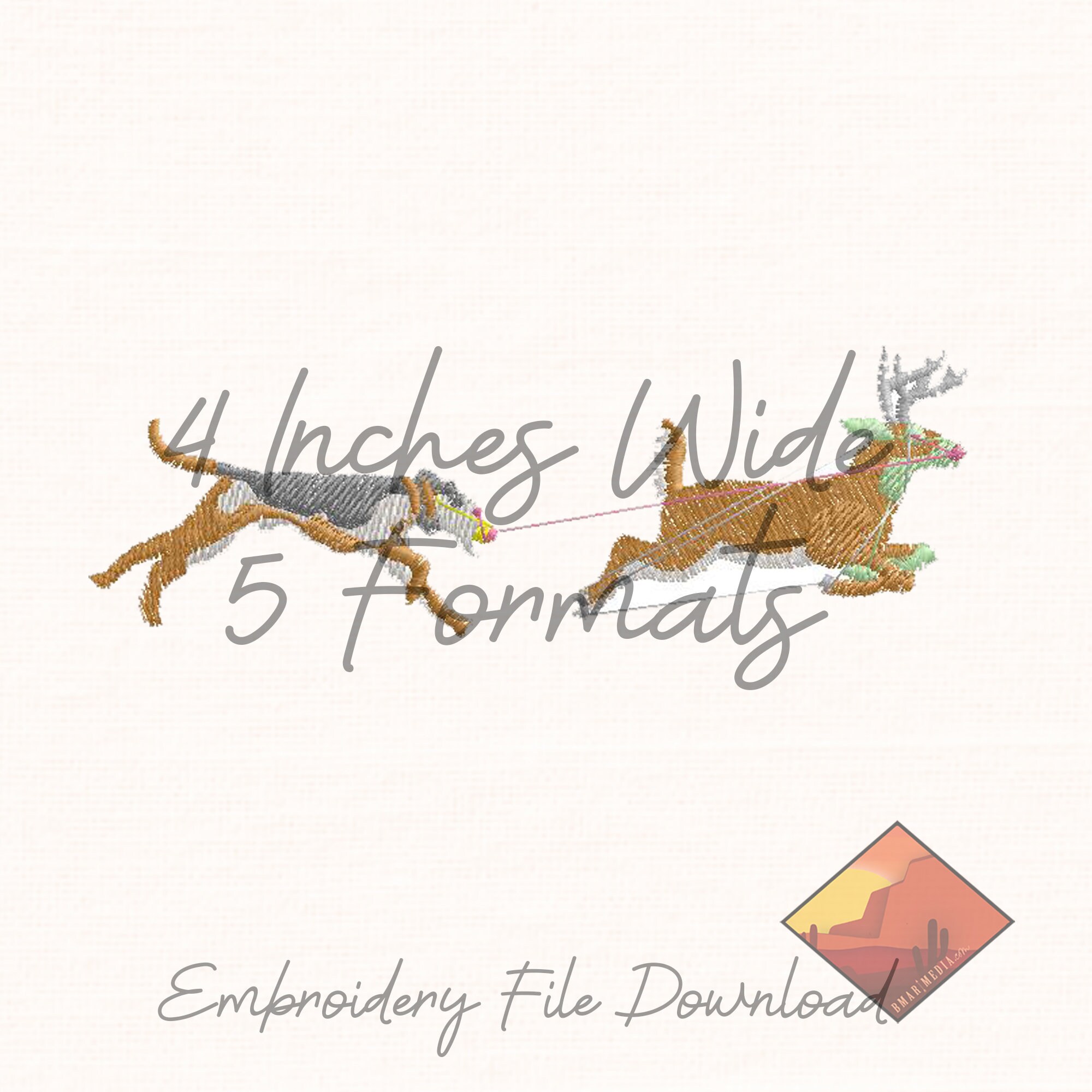 Dog Hunting Deer Embroidery Graphic File Download 4 Inches Wide, 5 ...