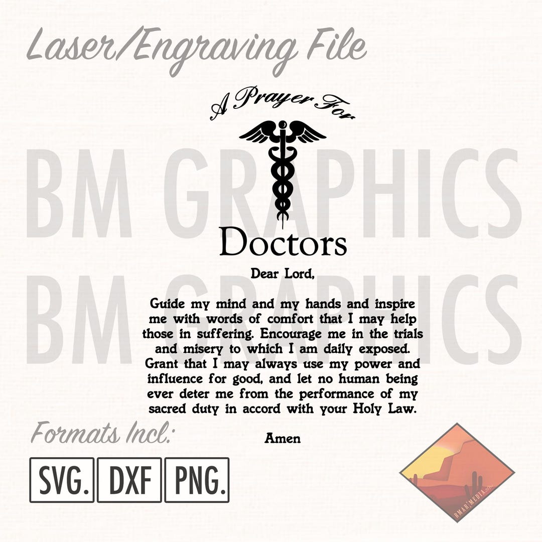 Doctor Medical Medicine Nurse MD Prayer Laser Engraving Svg Dxf Png ...