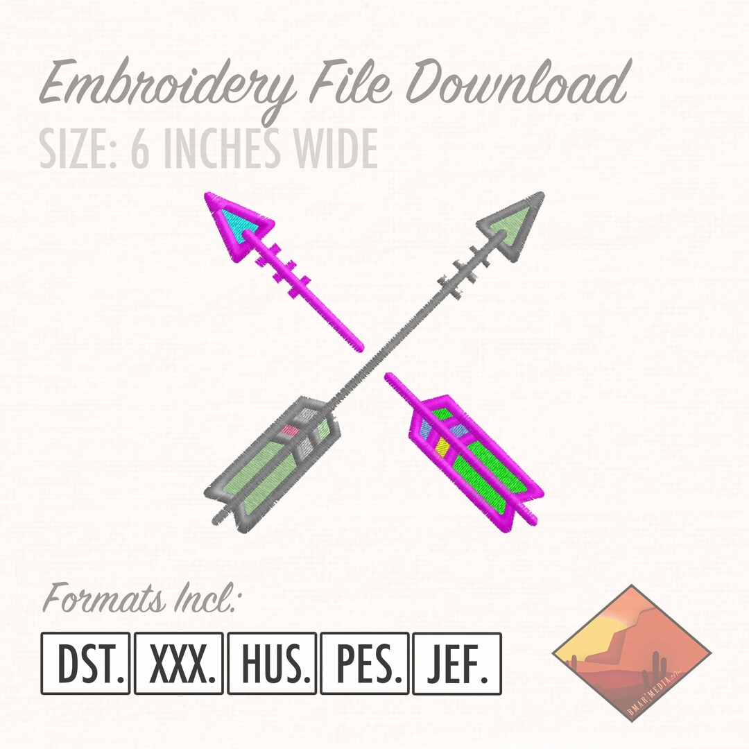 Crossed Cross Arrows Arrow Embroidery Graphic File Download 6 Inches ...