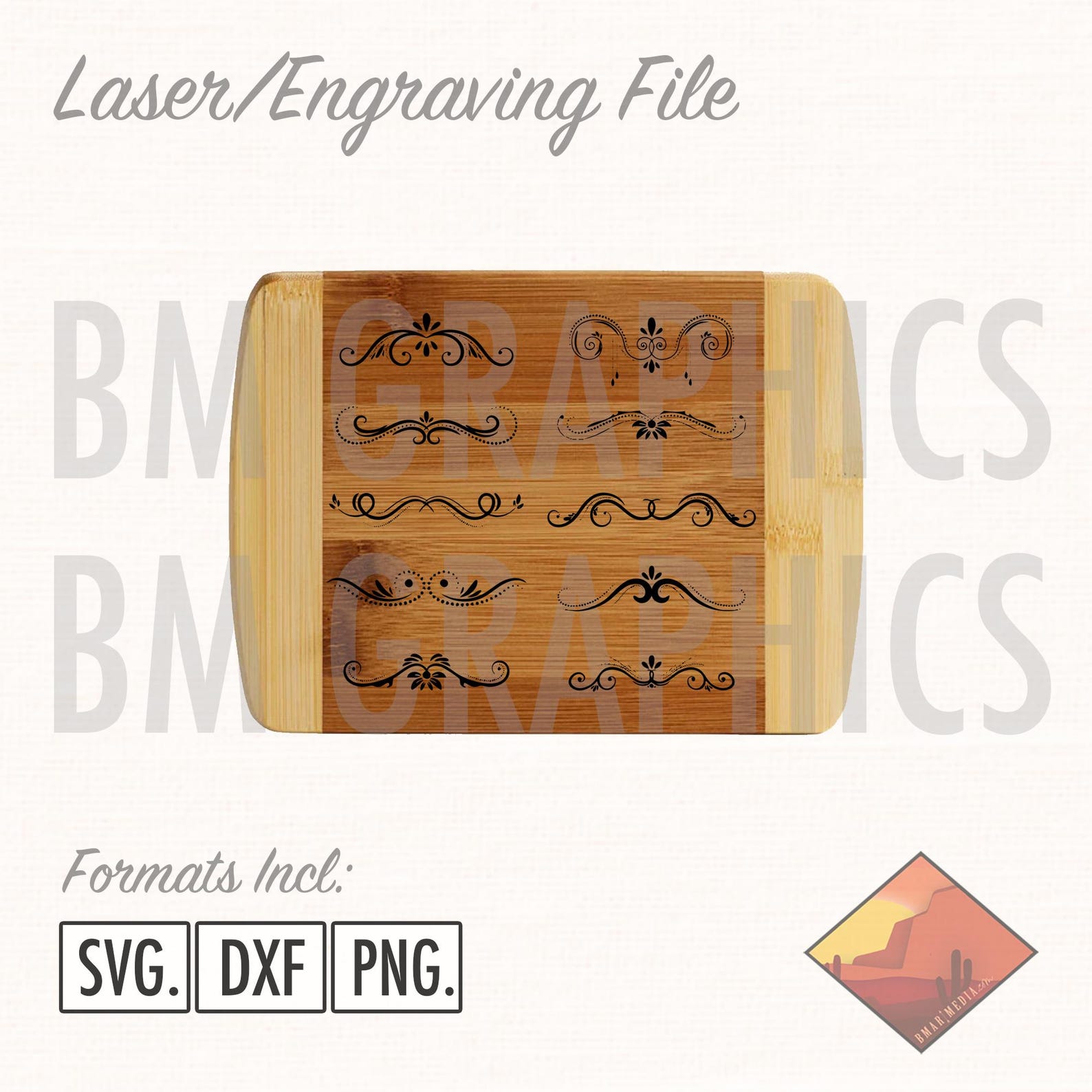 Filigree Scroll Decorative Border Pieces Pack Laser Engraving File ...