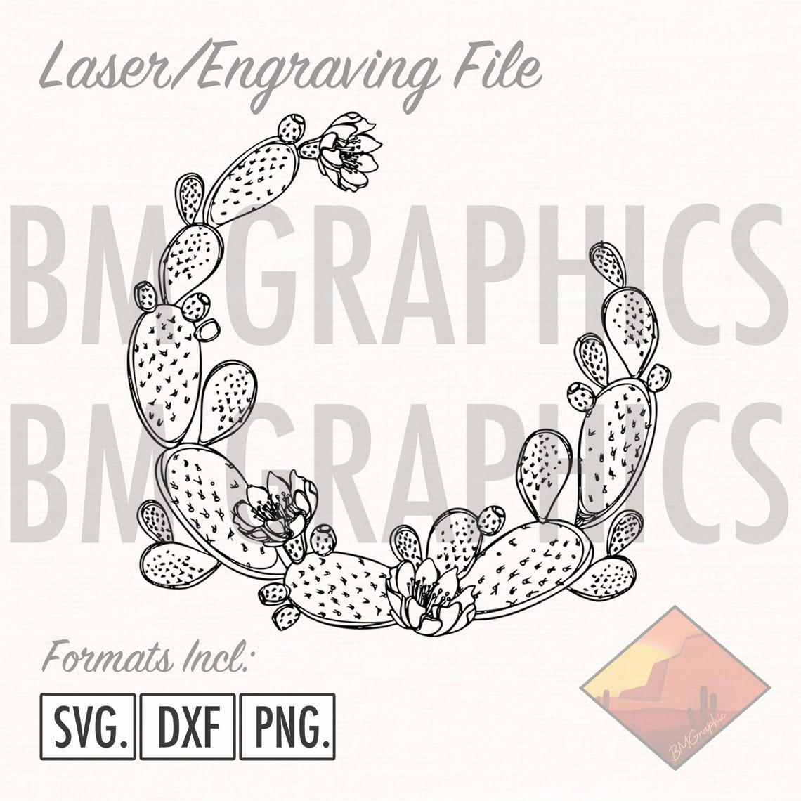 Cactus Desert Cut Cacti Floral Laser Engraving File/graphic Download. 3 ...