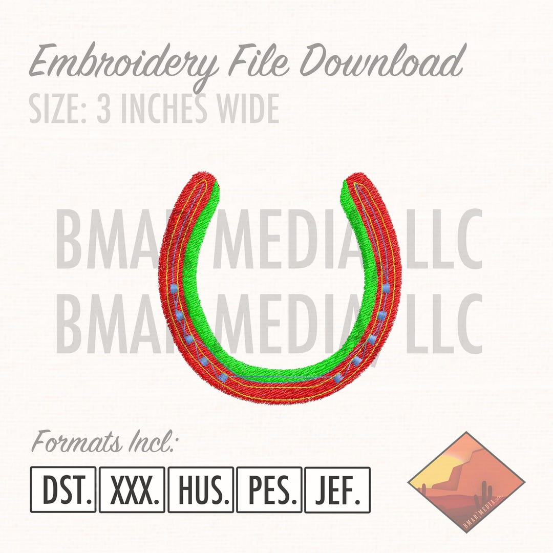 Horse Shoe Lucky Horseshoe Embroidery Graphic File Download 3 Inches ...
