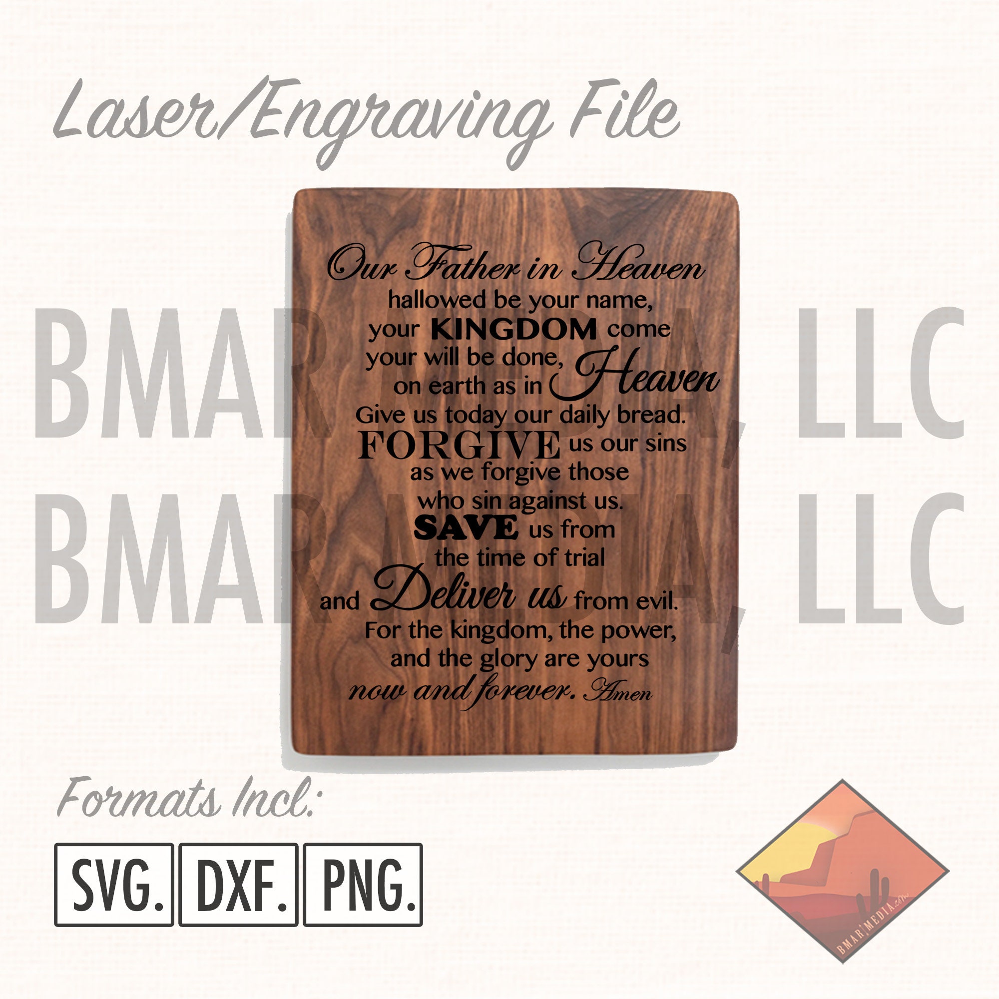 Lord's Prayer Laser Engraving File/graphic Download. 3 File Formats ...