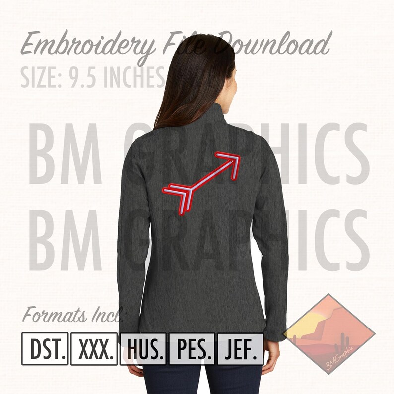 Large 2D Arrow Western Embroidery Graphic File Download 9.5 Inches Wide ...
