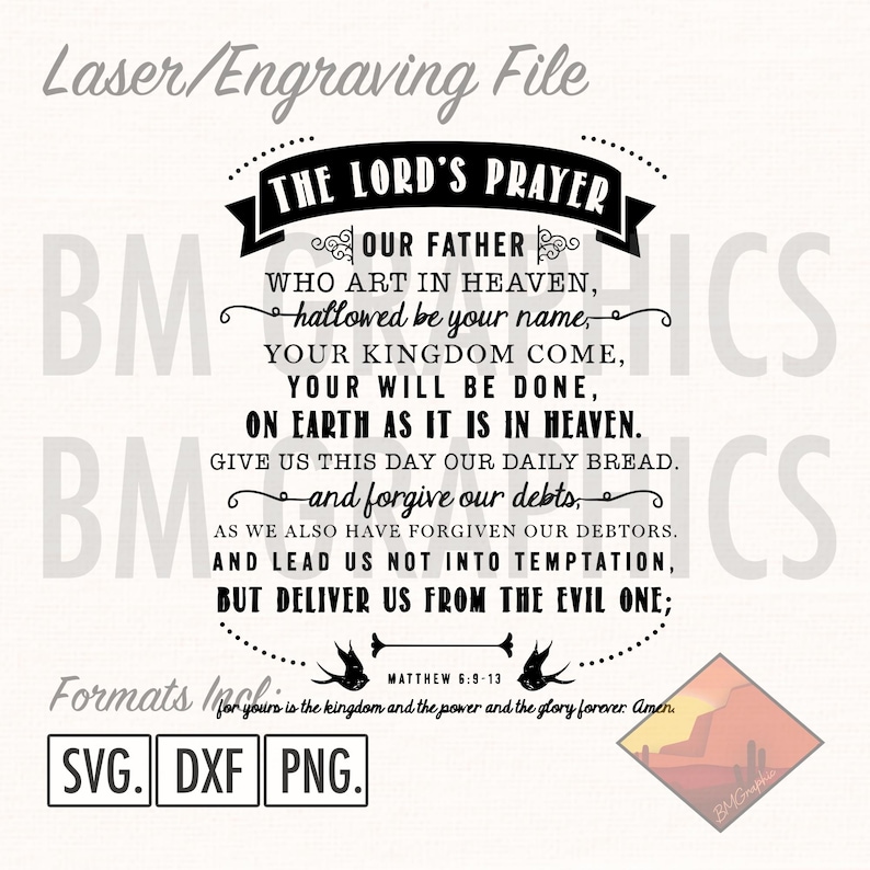 Lord's Prayer Laser Engraving File/graphic Download. 3 File Formats ...