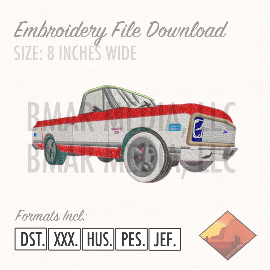 1950s 1960s Chevy Box Truck Vehicle Graphic Embroidery File Download 8 ...