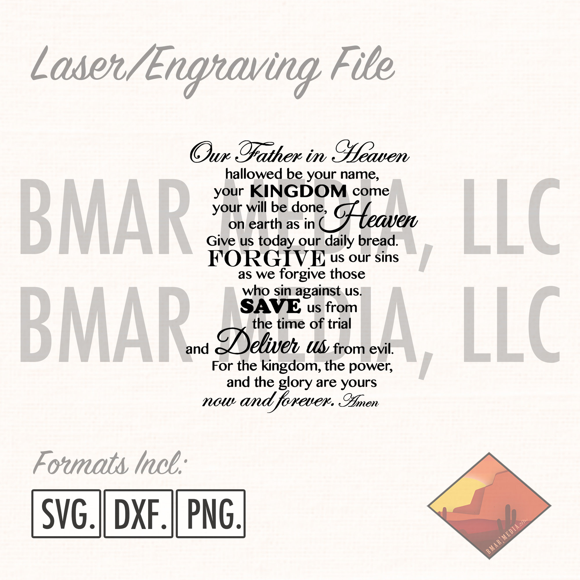 Lord's Prayer Laser Engraving File/graphic Download. 3 File Formats ...