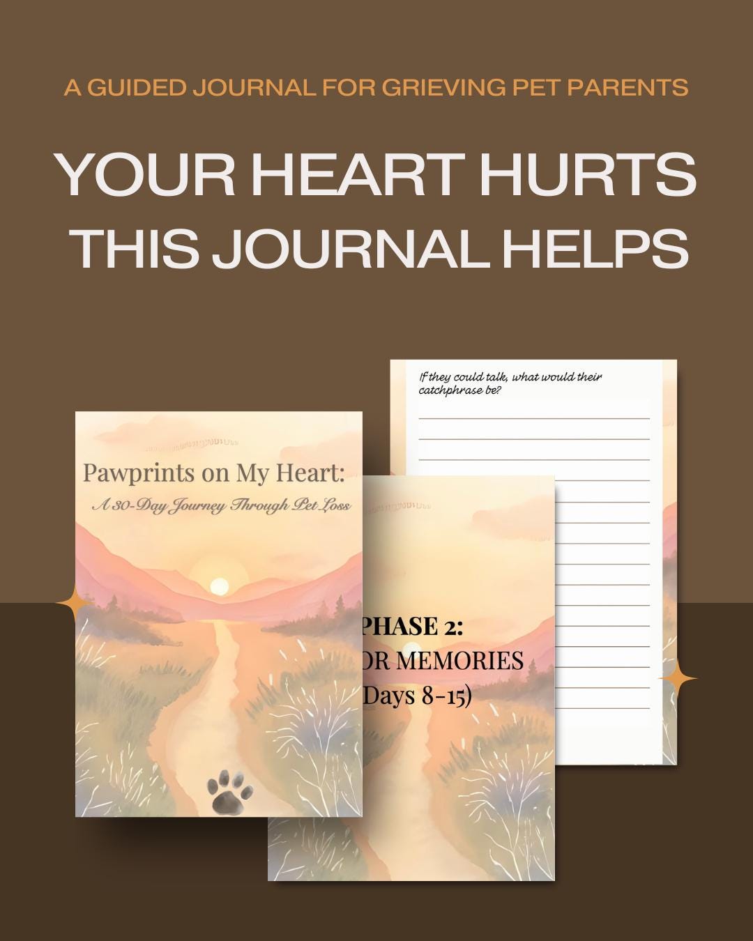 Pet Loss Grief Journal: 30-day Healing Prompts, Dog Cat Memorial (PDF ...