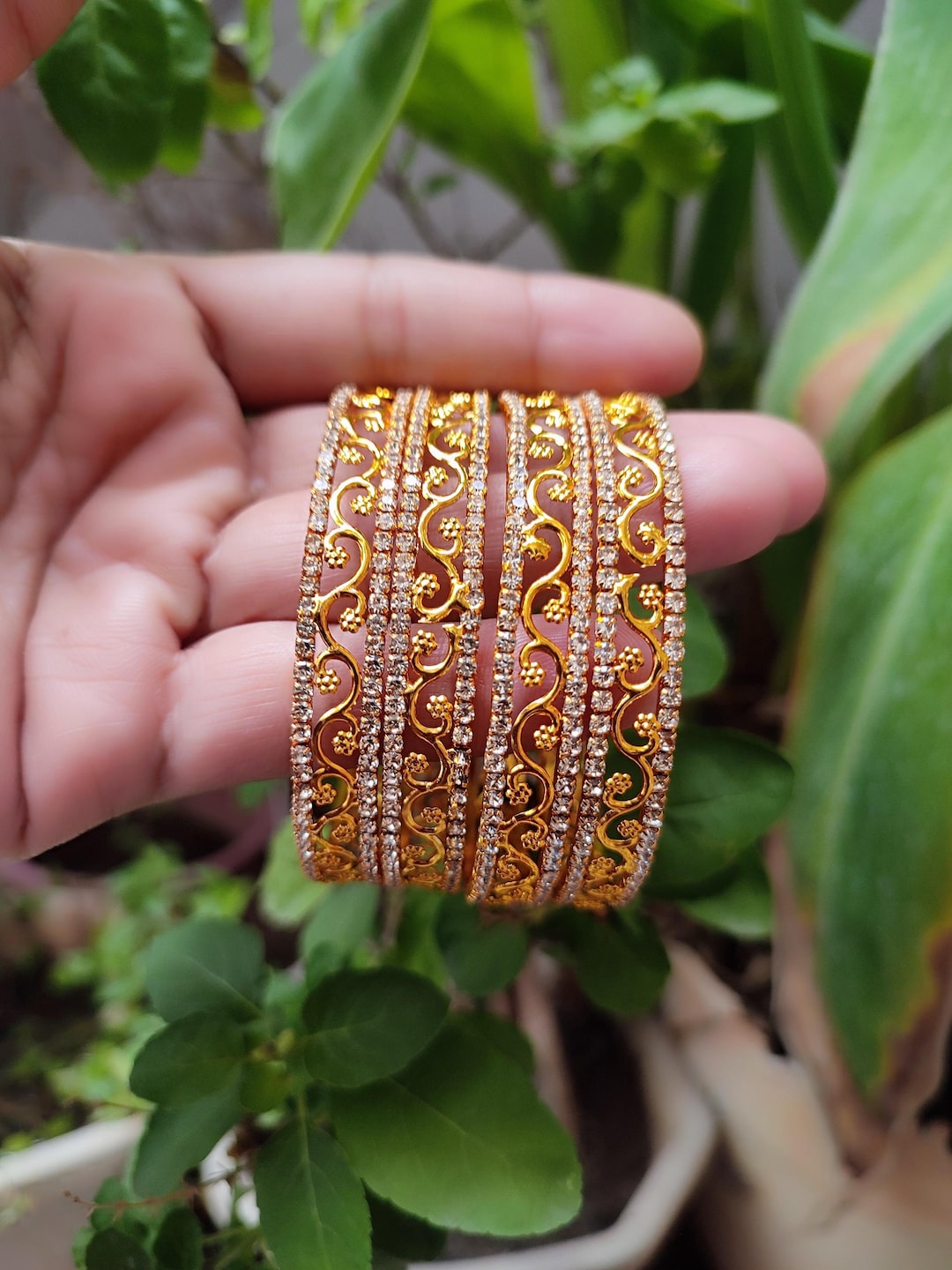 Gold Plated Indian Bangles Set: Punjabi Kada Kangan Jewelry - Etsy