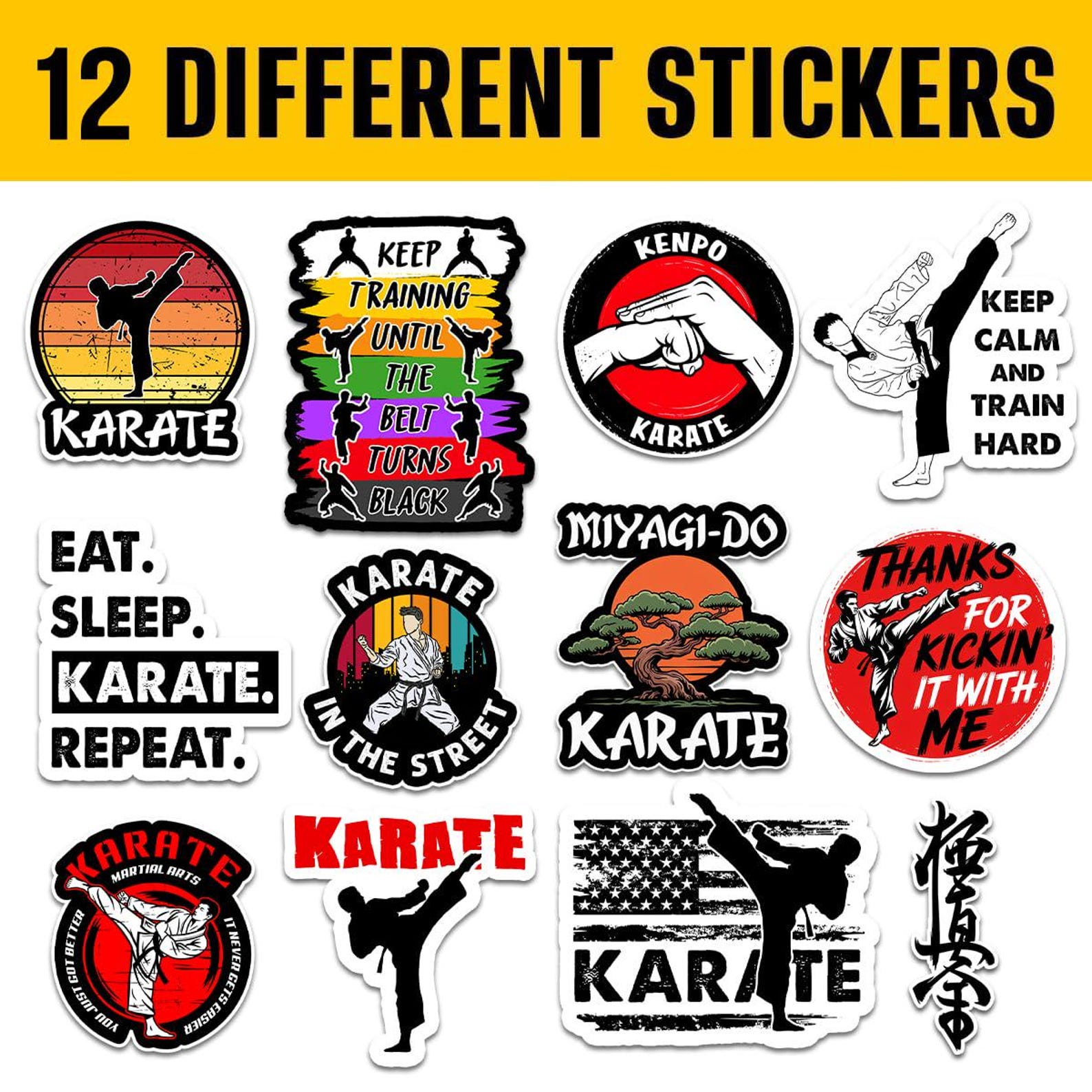 COMBO 12 PCS Karate Stickers, Karate Power Stickers, Karate Fighter ...