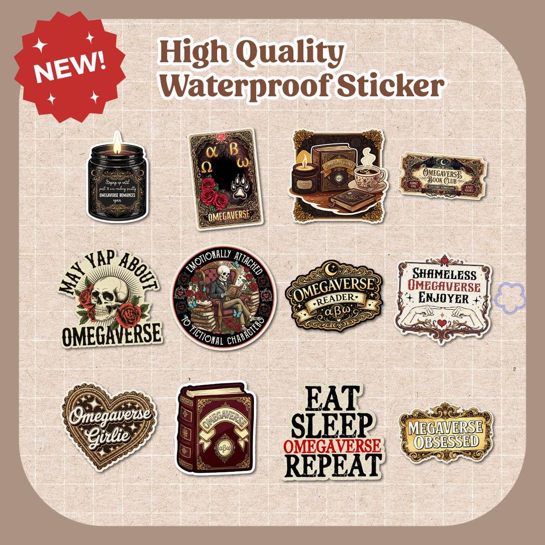 12 PCS Omegaverse Stickers, Gothic Bookish Reader Quotes, Alpha Beta ...