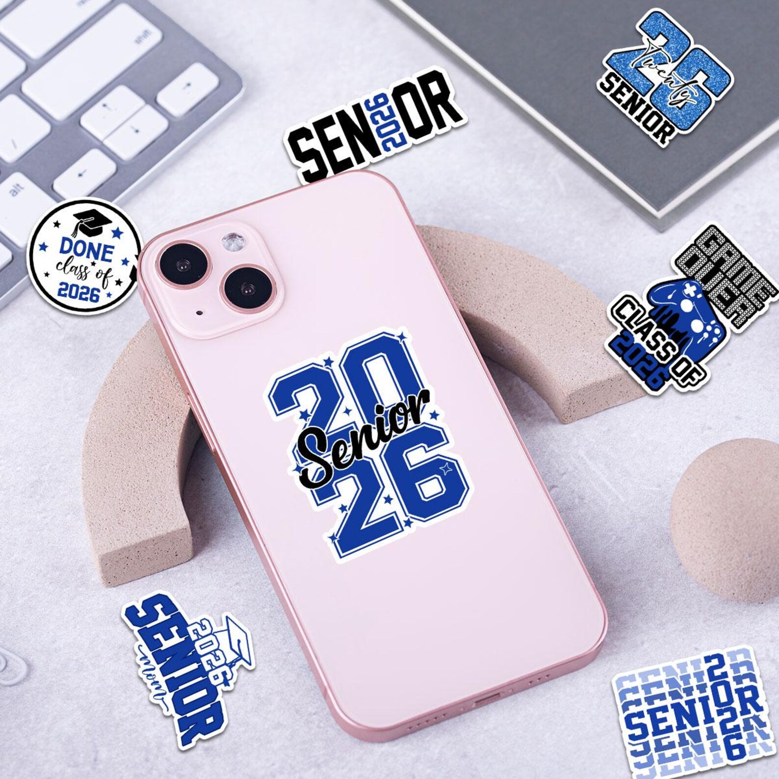 COMBO 10 PCS Class of 2026 Senior Stickers, Blue & White Theme Vinyl ...