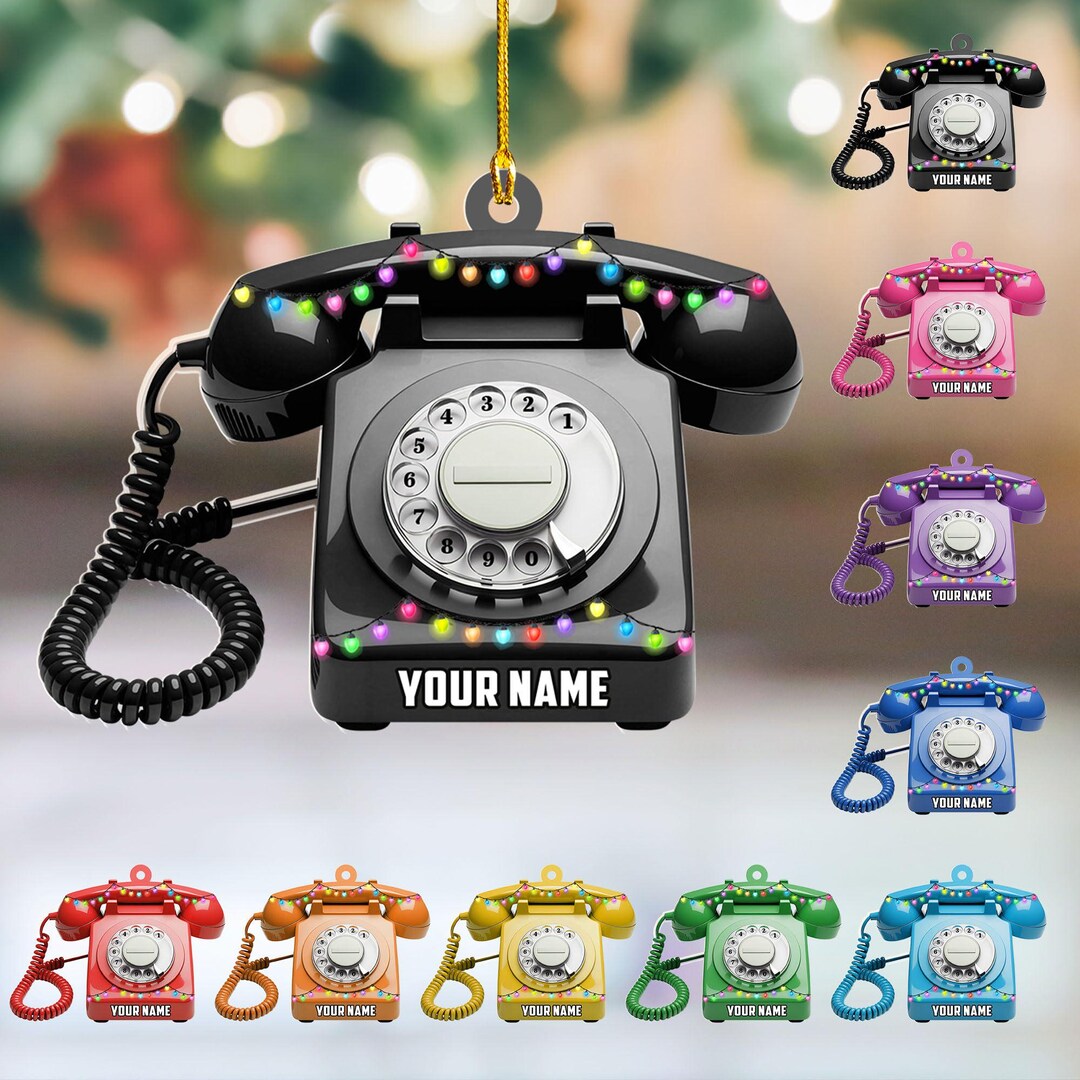 Personalized Vintage Telephone Ornament, Retro Phone Christmas ...