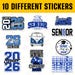 COMBO 10 PCS Class of 2026 Senior Stickers, Blue & White Theme Vinyl ...