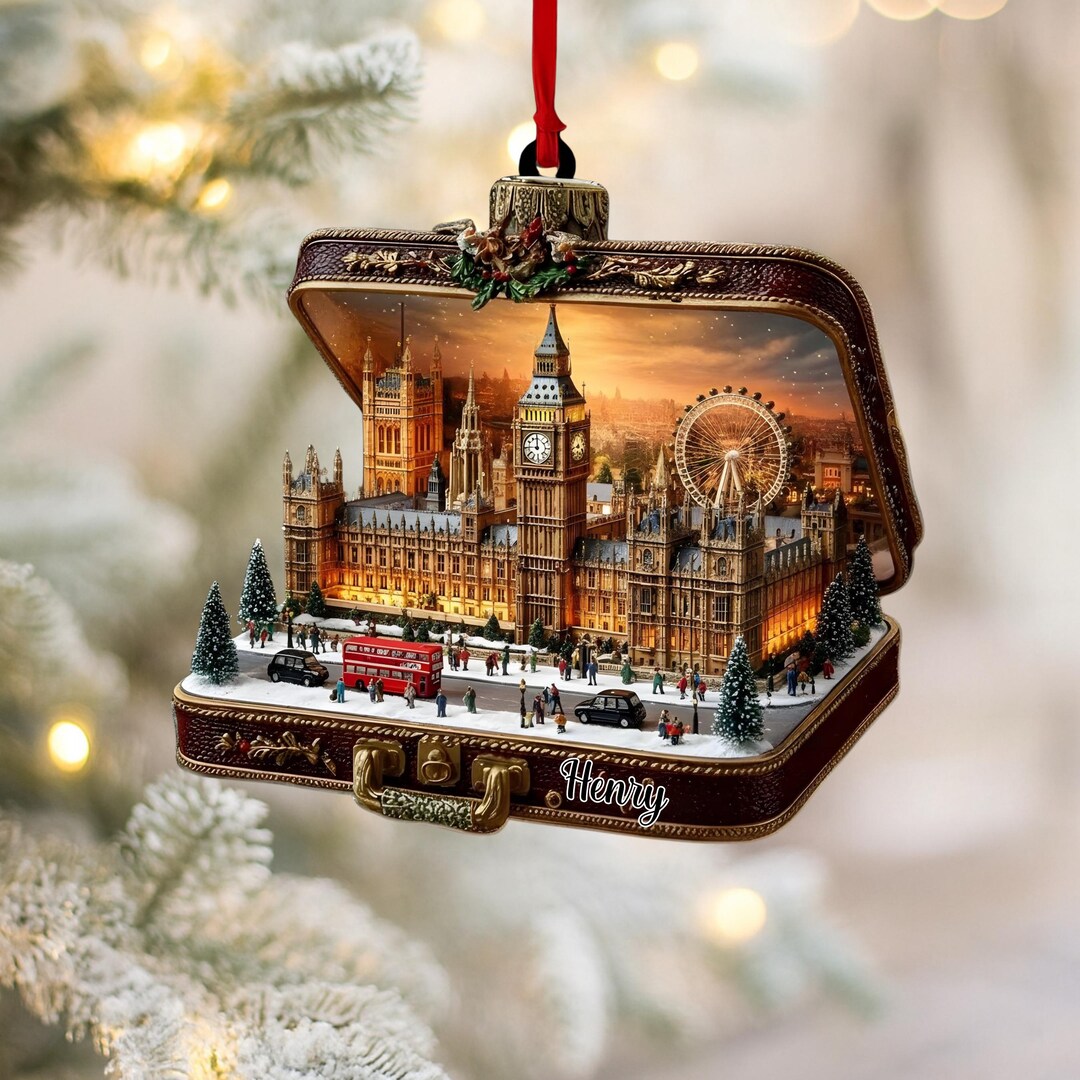 Detailed London Cityscape Christmas Ornament | Handcrafted Suitcase ...