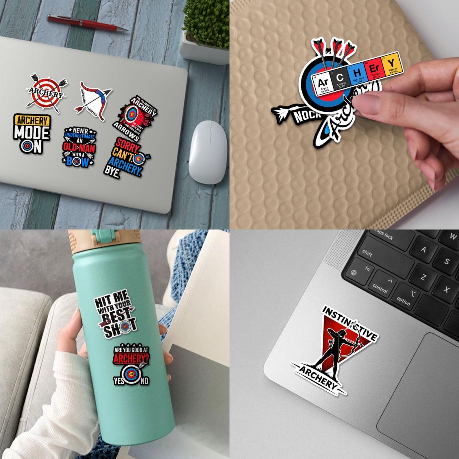COMBO 12 PCS Archery Sticker, Hunting Archery, Target Bow Stickers ...