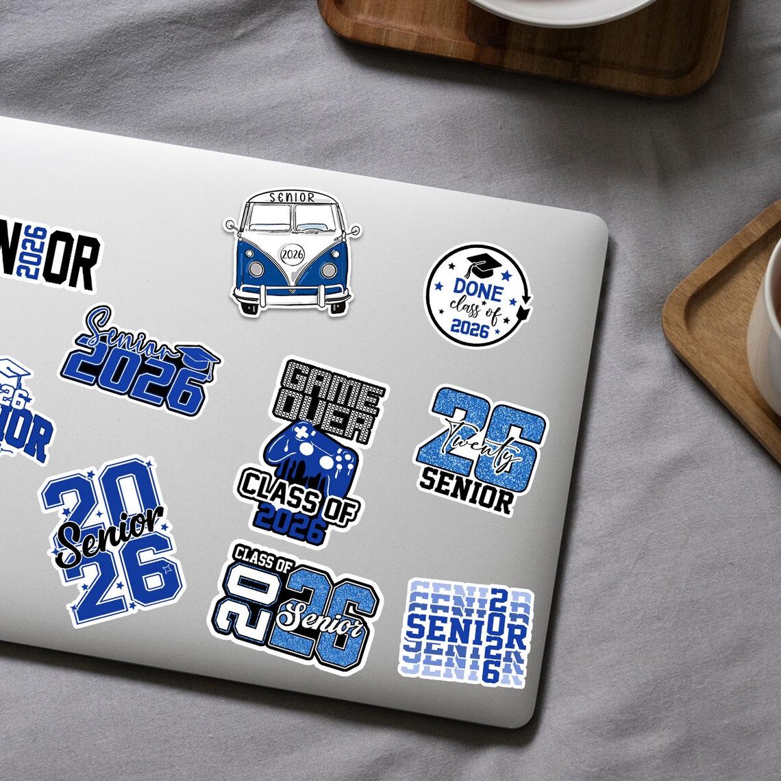 COMBO 10 PCS Class of 2026 Senior Stickers, Blue & White Theme Vinyl ...
