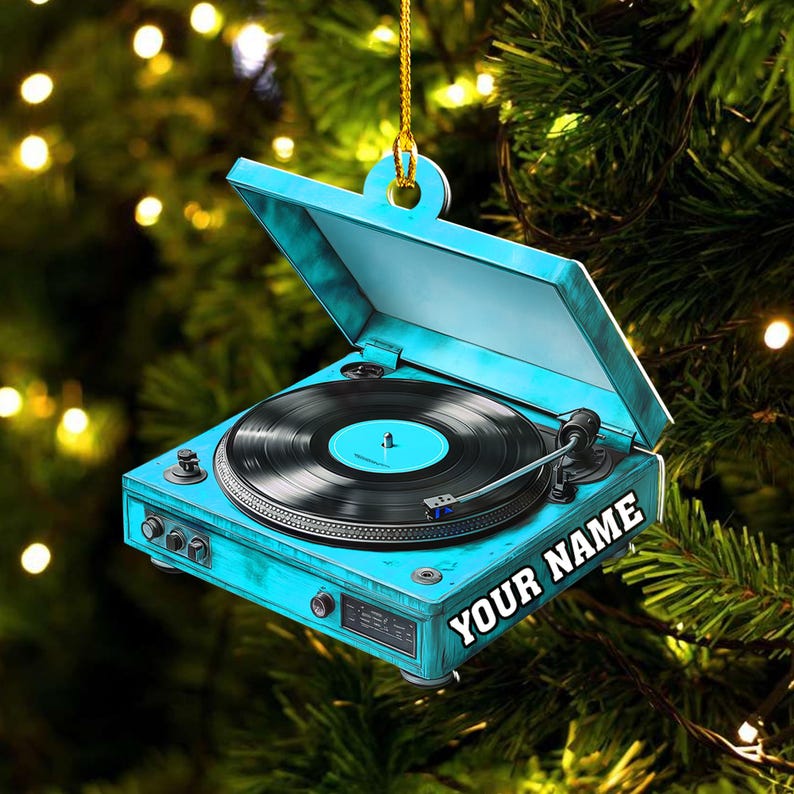 Personalized Record Player Ornament – Custom Vinyl Turntable Christmas ...