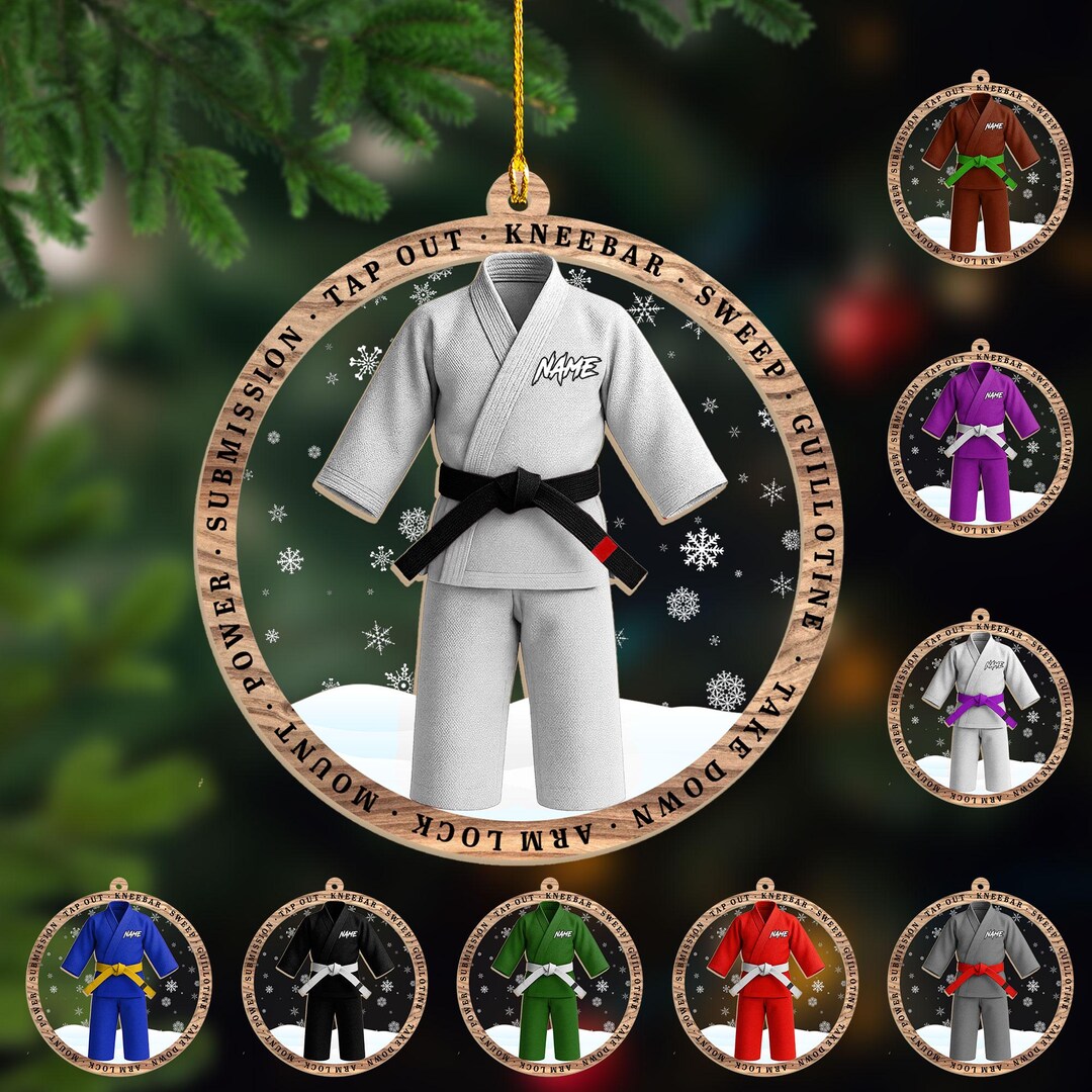Custom Jiu Jitsu Uniform 2 Layers Ornament, Personalized BJJ Ornament ...