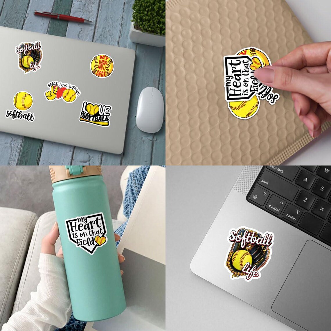 COMBO 12 PCS Softball Stickers Pack for Players, Girls & Players – Cute ...