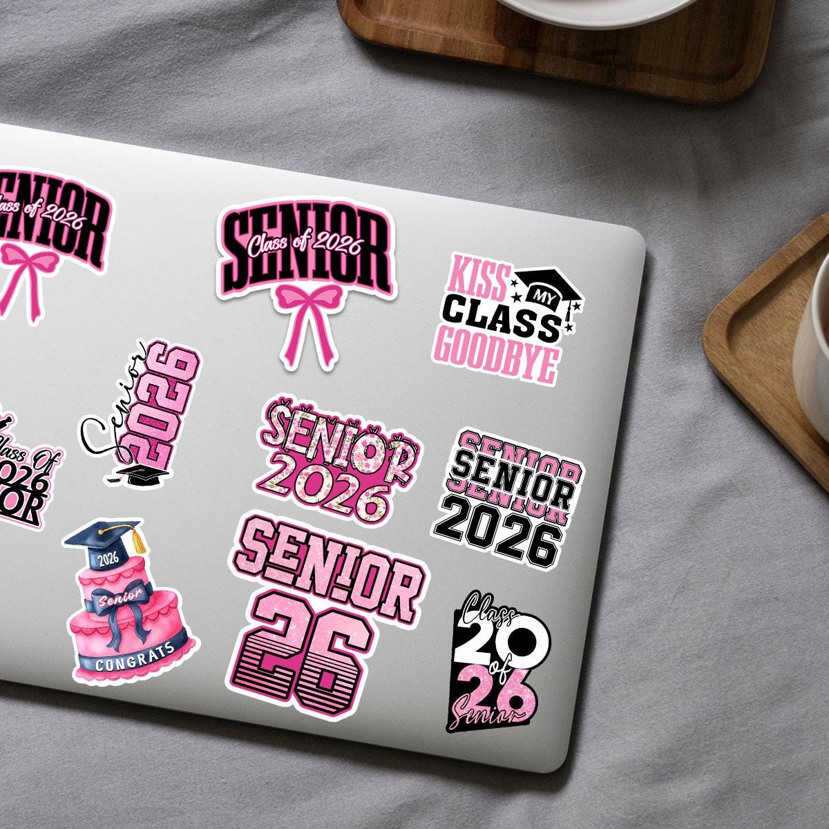 COMBO 10 PCS Class of 2026 Senior Stickers | Pink Theme Vinyl Senior ...