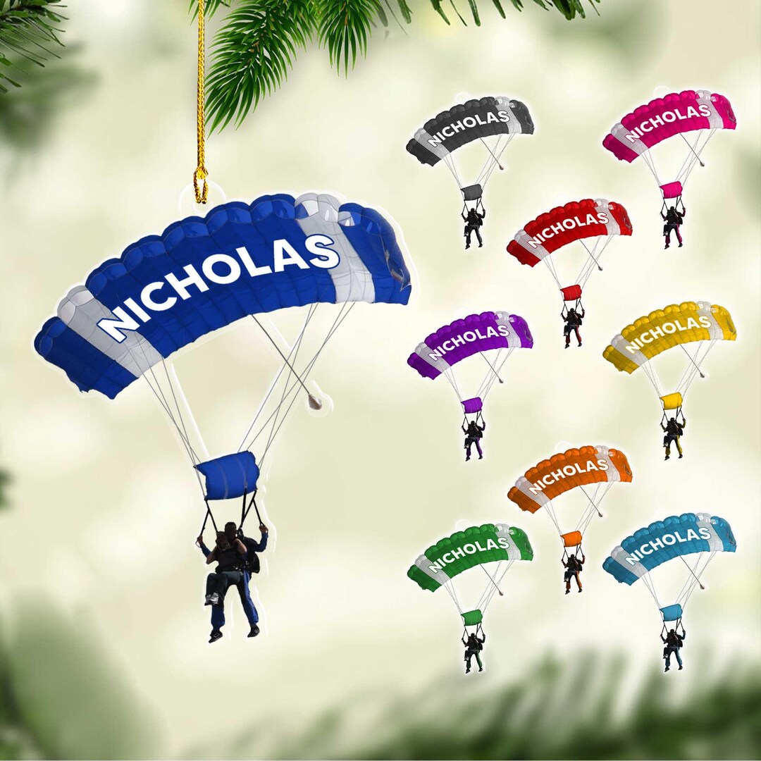 Skydiver Acrylic Ornament: Custom Parachute Christmas Decoration - Etsy
