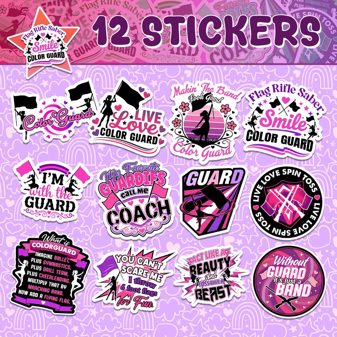 12 PCS Color Guard Stickers, Colorguard Girls Stickers, Color Guard ...
