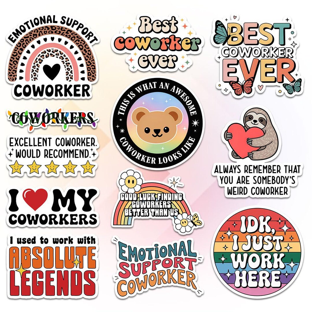 12 PCS Coworker Stickers Pack, Office and Workplace Vinyl Decals for ...