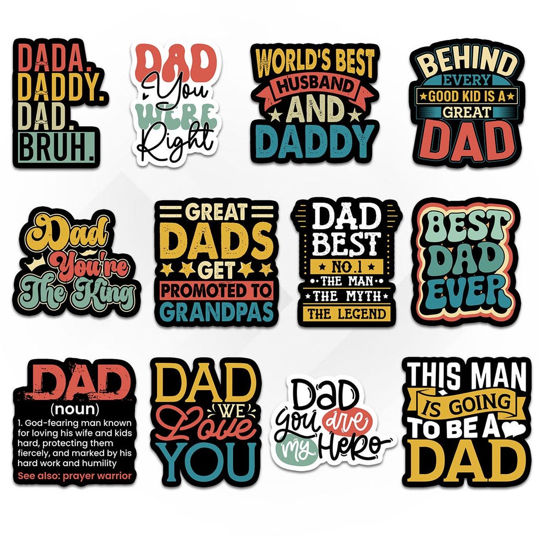 COMBO 12 PCS Dad Sticker, Best Dad Ever, Dad Life is Best Life, World’s ...