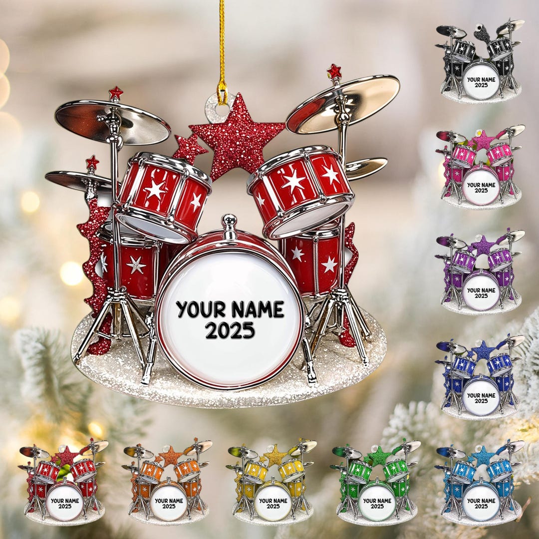 Custom Name Drum Set Christmas Ornament, Christmas Tree Hanging Decor ...